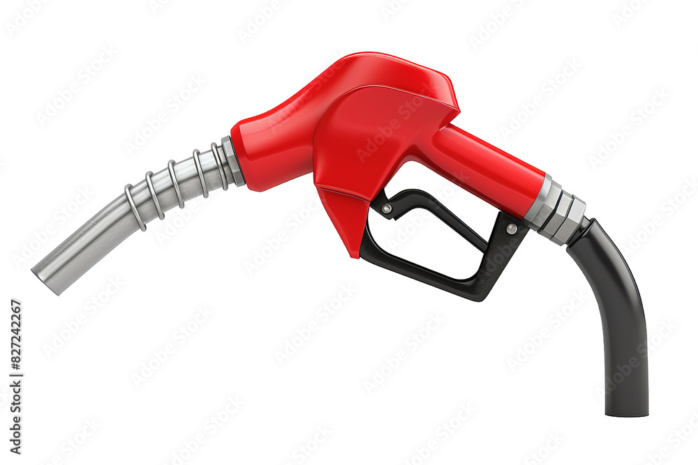 Red gasoline pump isolated on white background. Fuel nozzle for ...
