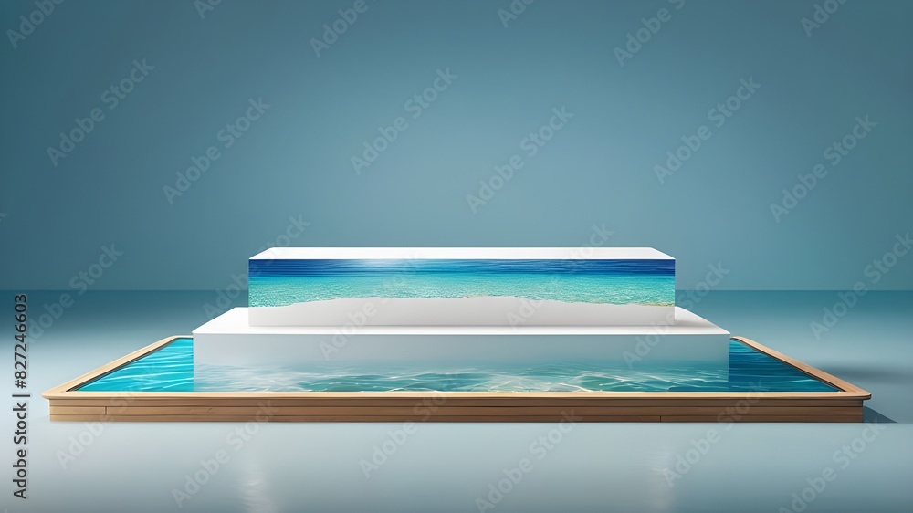 'sea ocean scene splay platform product presentation Podium poduim dais ...