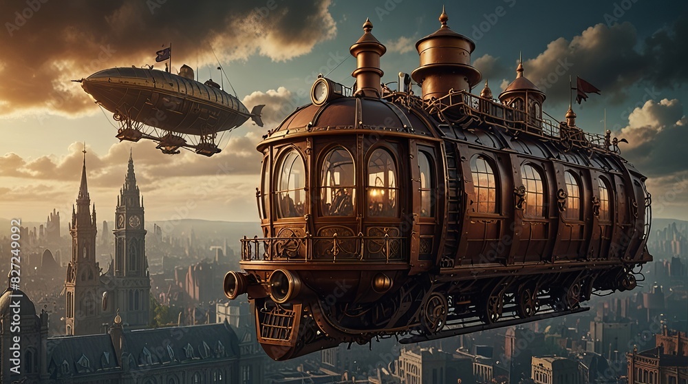 ancient flying aircraft ai generated Stock Illustration | Adobe Stock