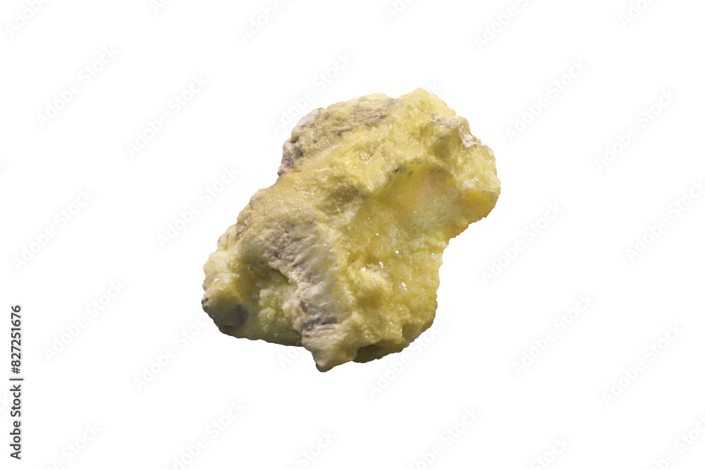 Raw sulfur mineral rock specimen isolated on white background. Stock ...