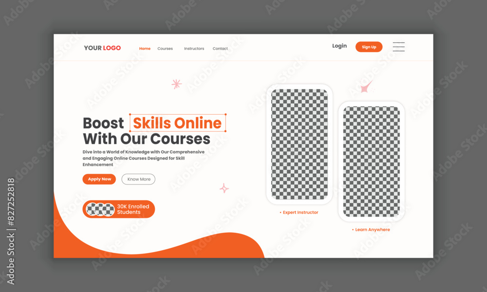 LMS website landing page or education landing page, course sale landing ...