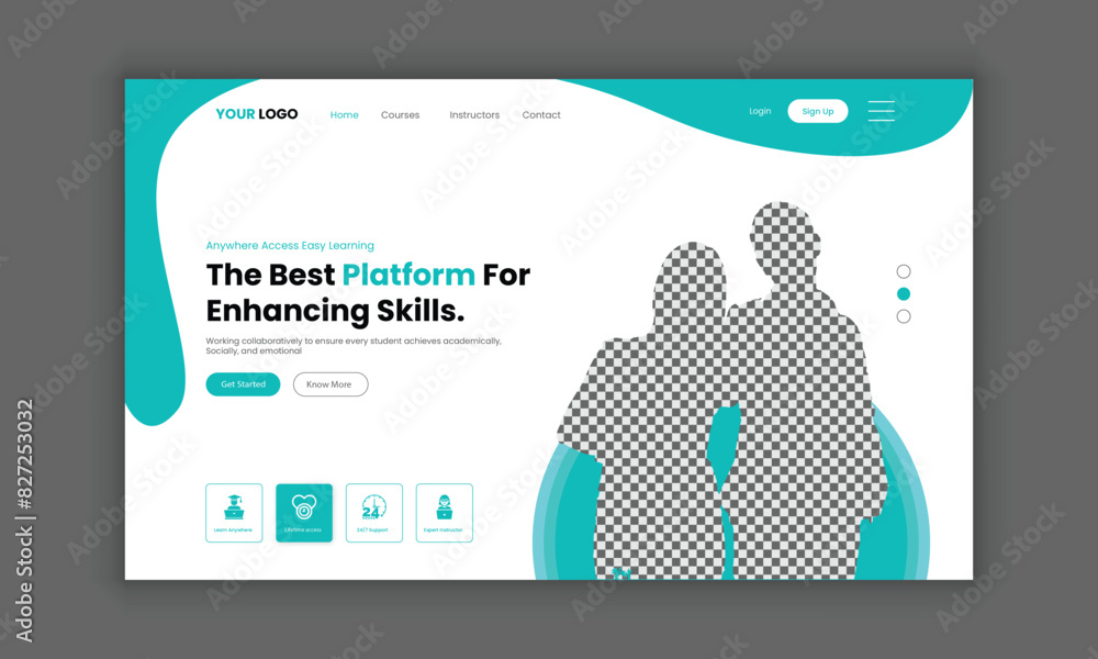 LMS website landing page or education landing page, course sale landing ...