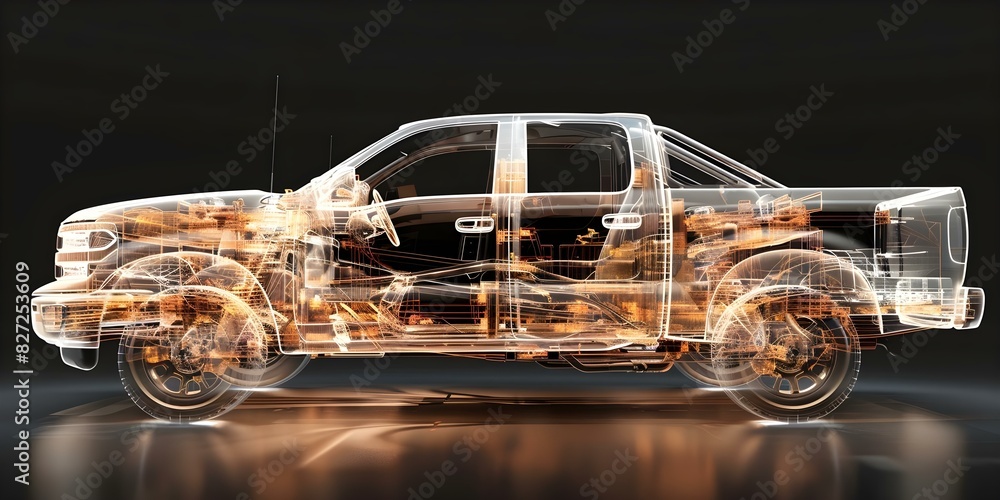 ภาพประกอบสต็อก Transparent view of vehicle with visible internal ...