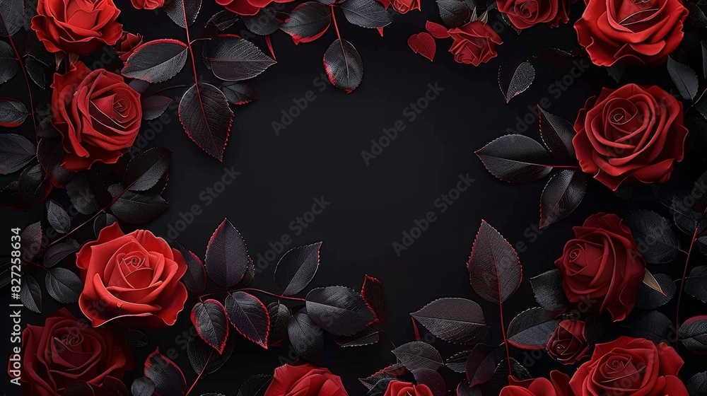 Black background with more red roses at the bottom of the frame. Stock ...