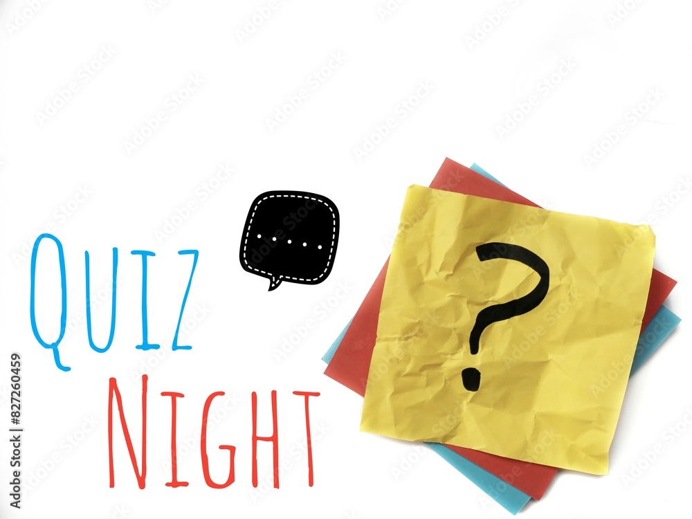 Colorful Trivia Night poster: A yellow sticky note with a black ...