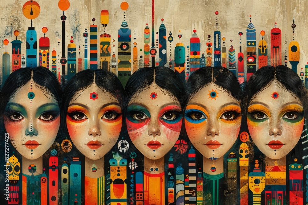 drawing and painting artistry, abstract composition emerges, portraying ...