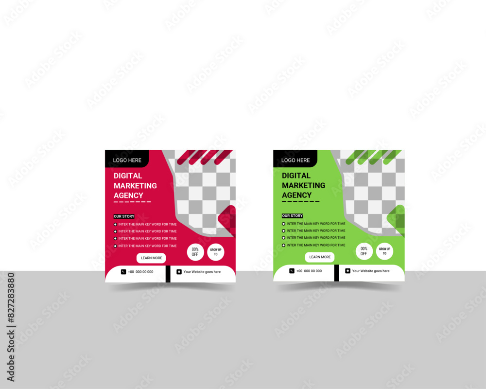 Craetive business social media post design template,two part design ...