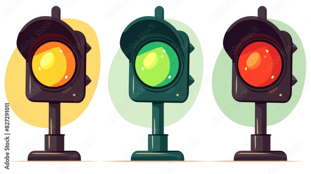 Pedestrian traffic lights feature three vibrant hues red yellow and ...