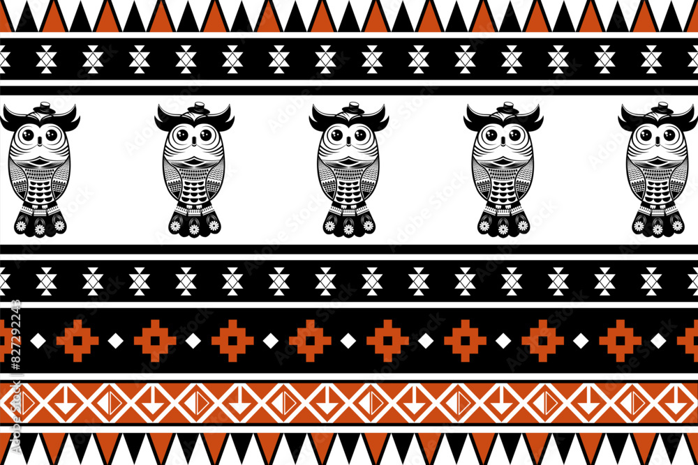 Owl Thai style. Owl Thai style seamless geometric pattern. Owl Thai ...