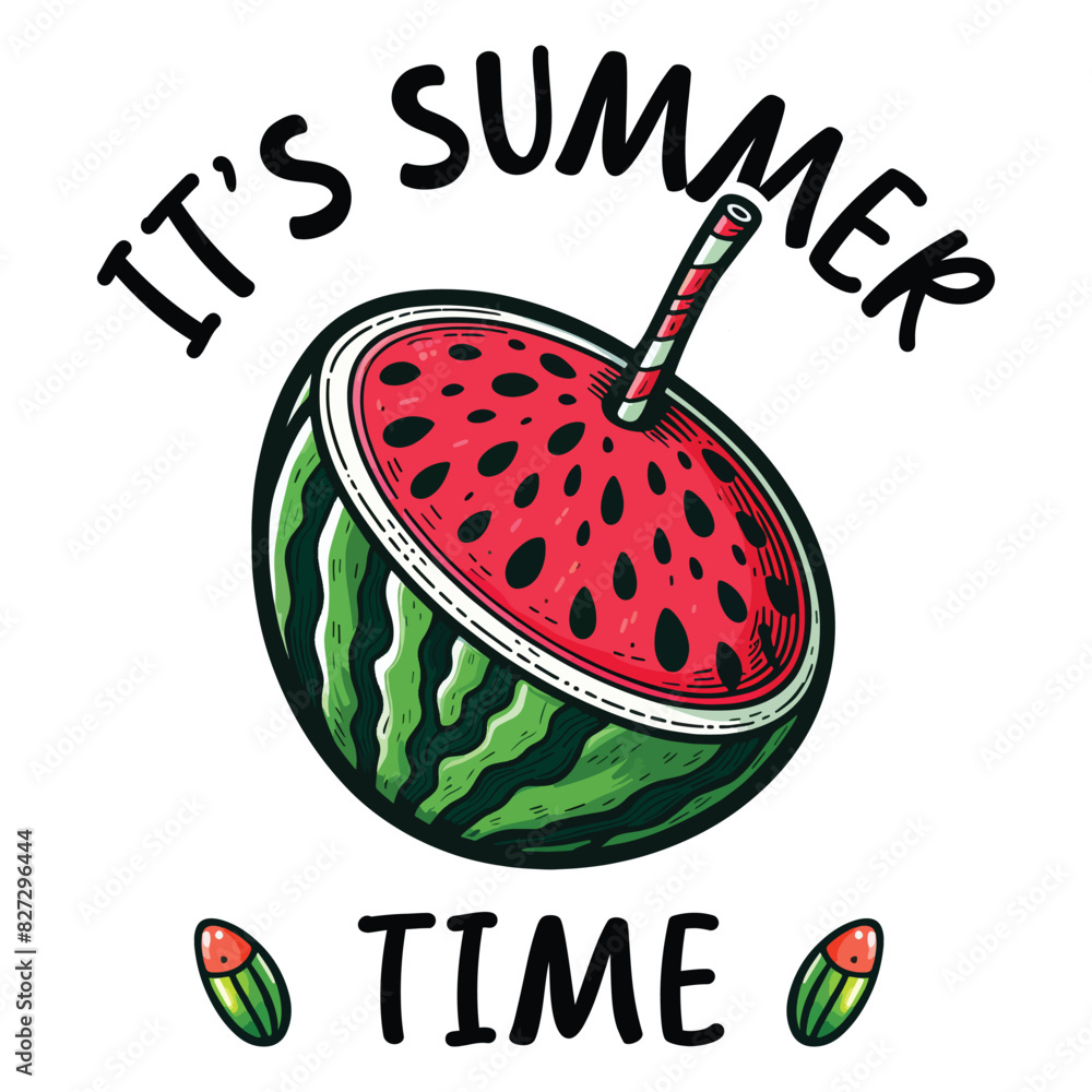 Watermelon Clipart With Summer Typography, Summer Typography Design ...