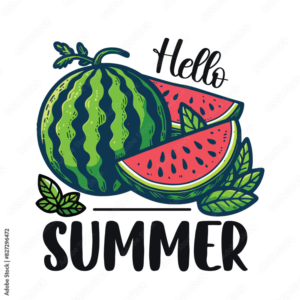 Vetor de Watermelon Clipart With Summer Typography, Summer Typography ...