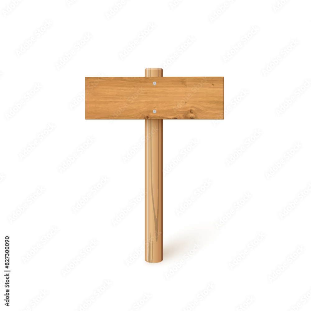 Vetor de 3d wooden signboard vector illustration. Realistic wood sign ...