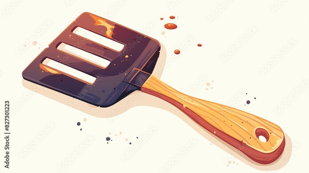 Illustration of a spatula tool in a cartoon 2d style for grilling BBQ ...