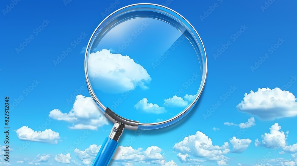 Vibrant Sky Blue Background with Magnifying Glass Icon. Explore ...
