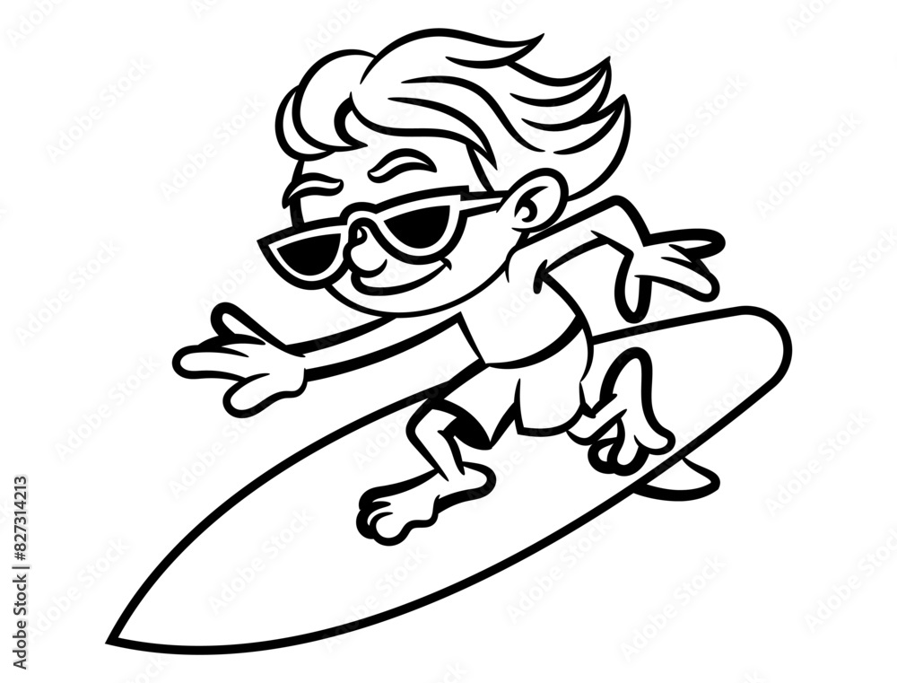 Surfer Boy cartoon characters wearing sunglasses and playing ocean ...