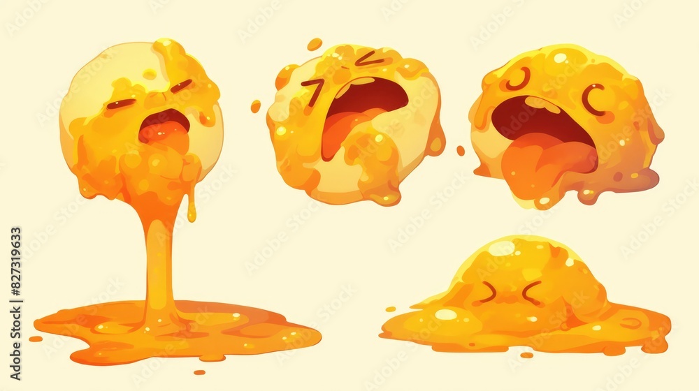 Various visuals depicting vomiting such as a disgusted face emoji an ...