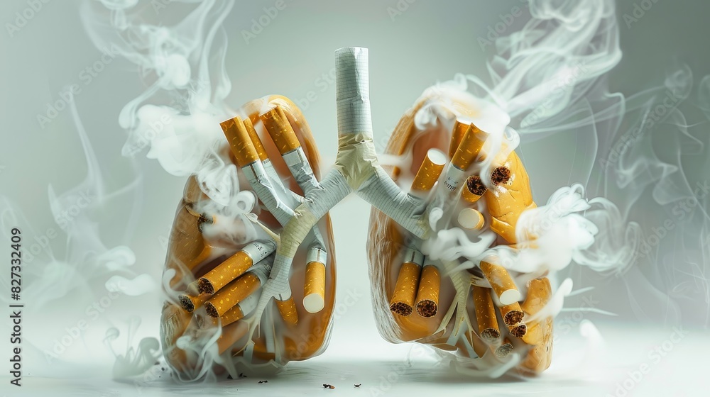 Pair of human lungs with the bronchial tubes and alveoli represented by ...
