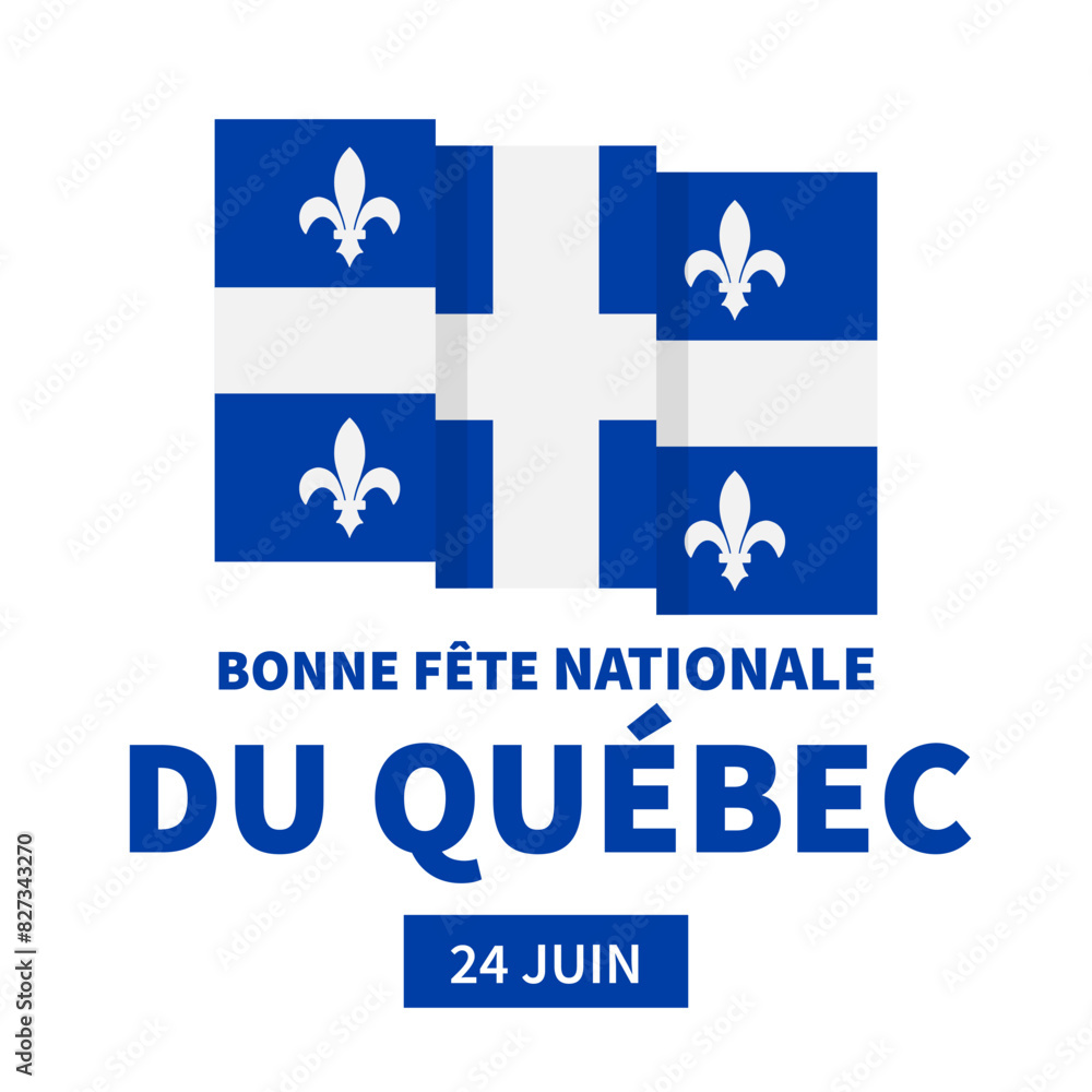 Happy Quebec Day typography poster in French. Canadian National holiday ...
