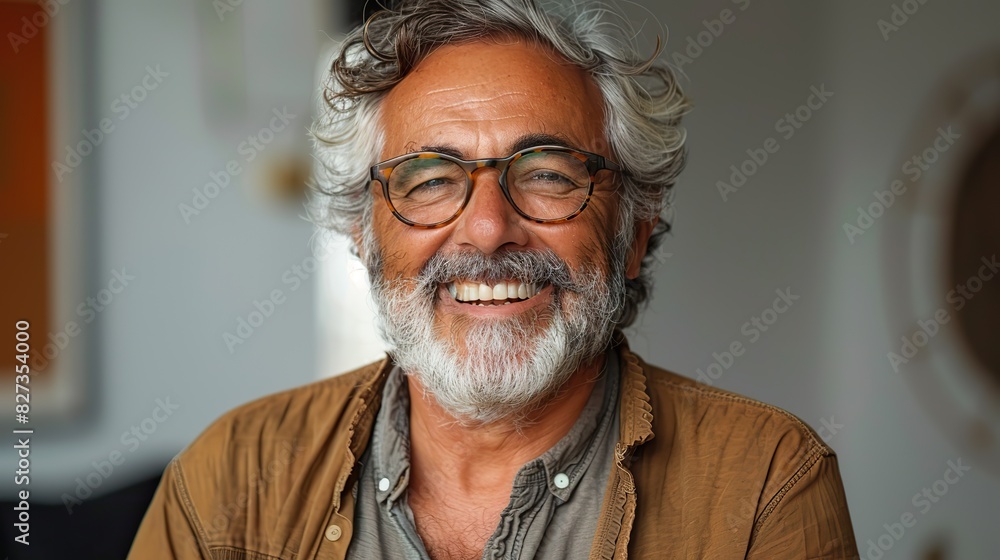 portrait of a happy mature man laughing copy space ad new isolated over ...