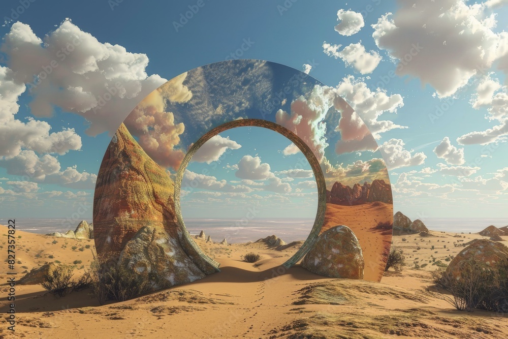 Surreal desert portal landscape with scifi fantasy concept, digital ...