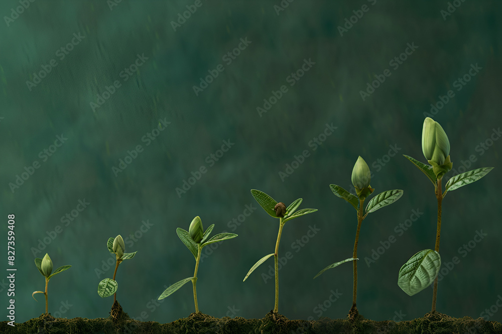 the growth stages of a plant, from a seed to sprouting plants, against ...