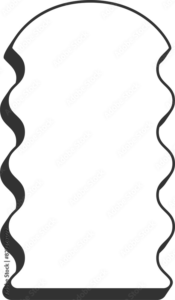 Wavy Border Frame Rectangle Scallop Edge Box Retro Cute Rectangle Shape Squiggle Groovy