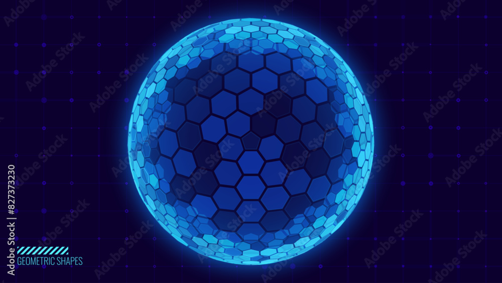 Geometric Dome Shield on a Dark Background. Futuristic Glowing ...