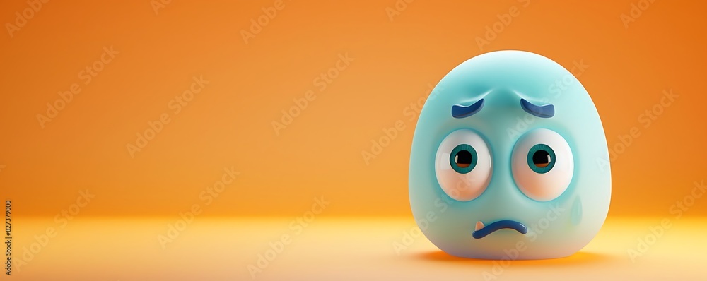 fearful emoji on a soft orange background with space for copy The emoji ...