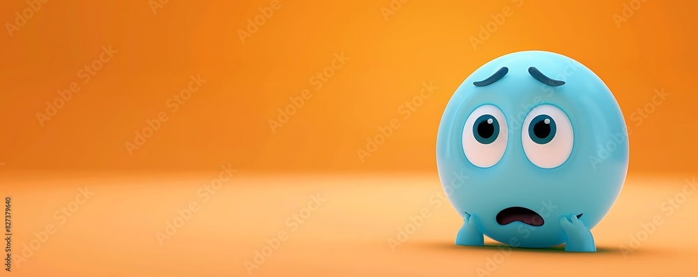 fearful emoji on a soft orange background with space for copy The emoji ...