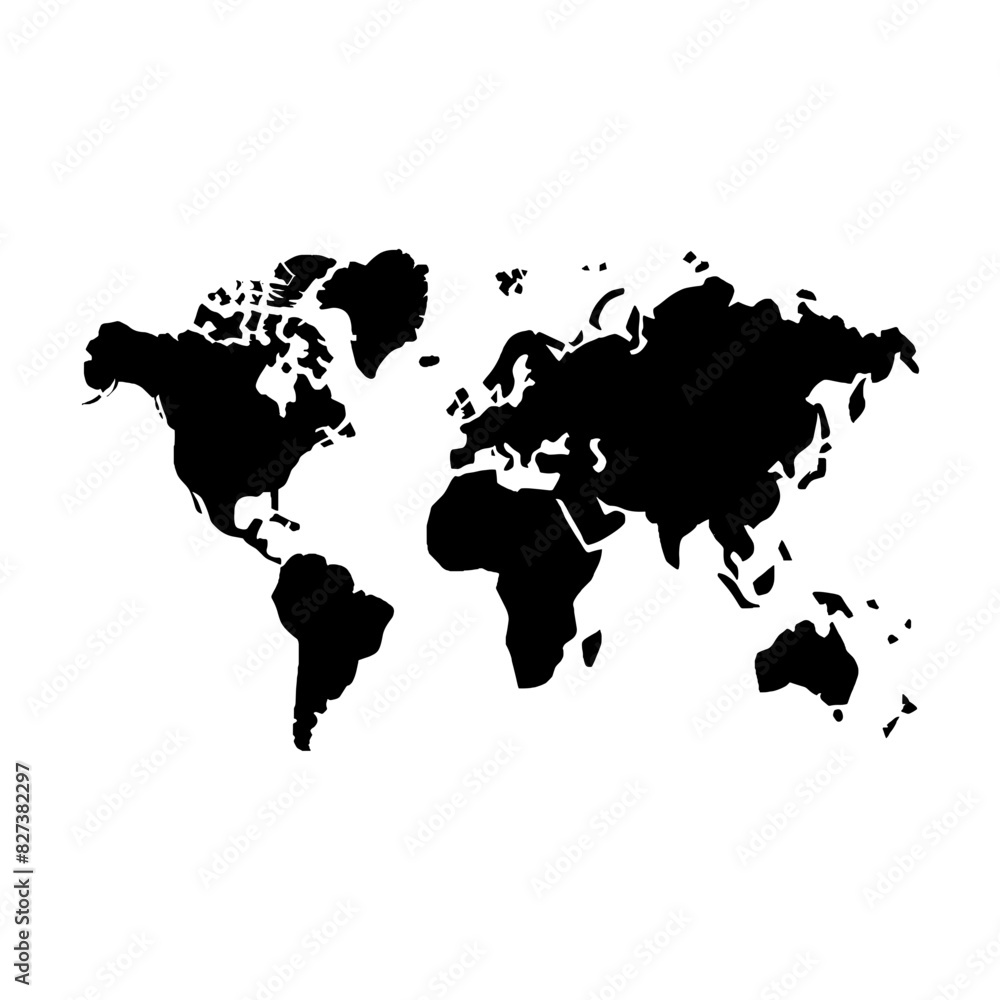 World Map Vector Icon Illustration on a transparent background, World ...