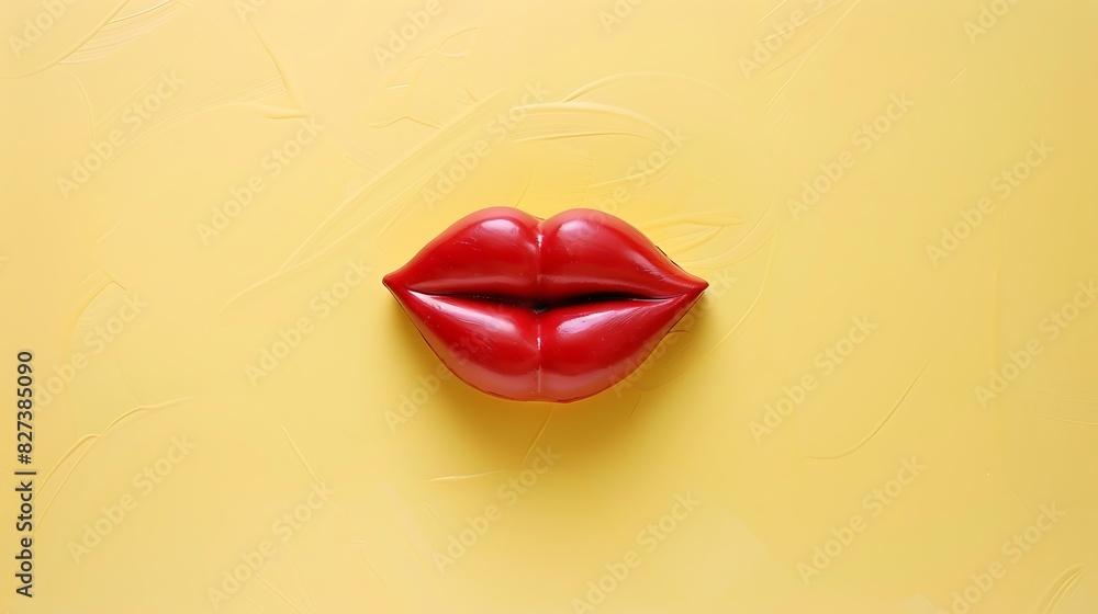 kissing emoji on a lemon yellow background with space for copy The ...