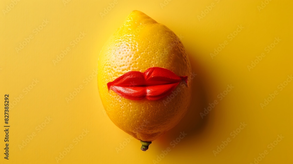 kissing emoji on a lemon yellow background with space for copy The ...
