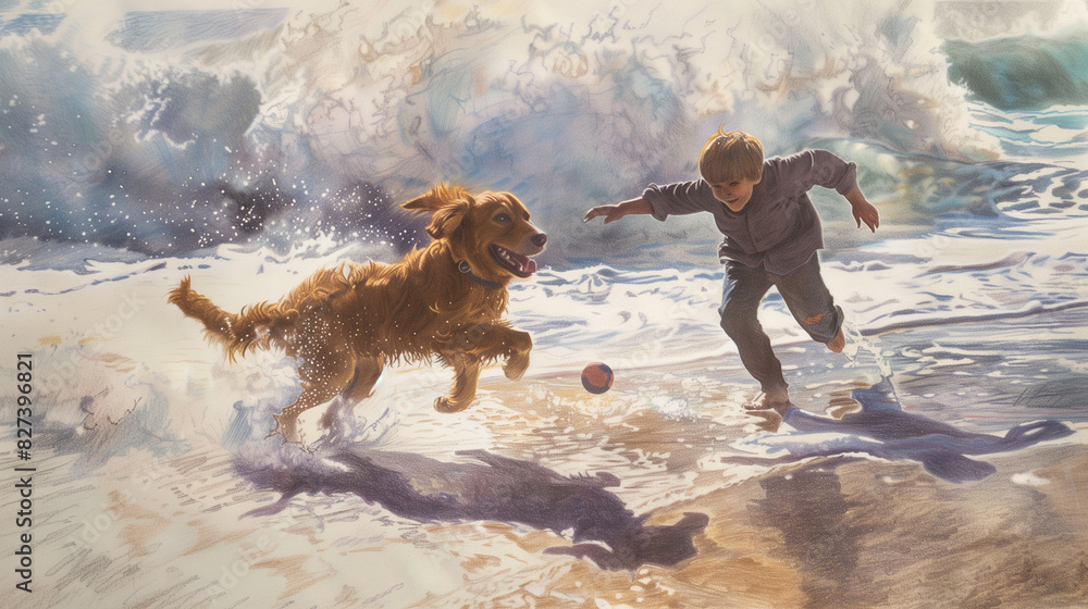 man and dog, man and dog at the beach, furry friend, loyal friend ...
