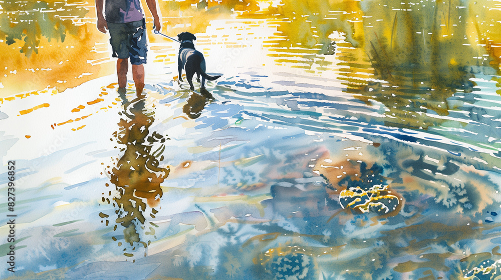 man and dog, man and dog at the beach, furry friend, loyal friend ...
