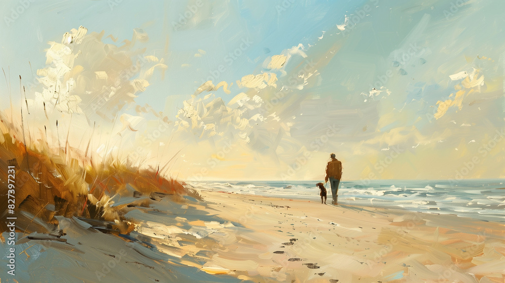 man and dog, man and dog at the beach, furry friend, loyal friend ...