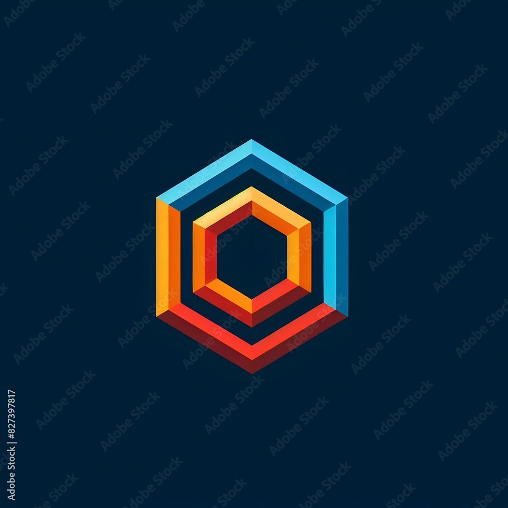 AI Generate of Logo Concept Design Vector Icon of Geometric Shape Hexagonal in Random Color and ...