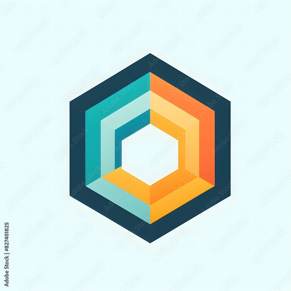 AI Generate of Logo Concept Design Vector Icon of Geometric Shape Hexagonal in Random Color and ...