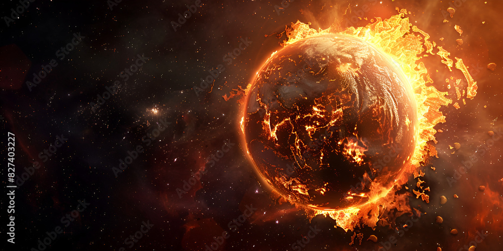 Solar storm magnetic storms Fiery planet engulfed in flames with a ...