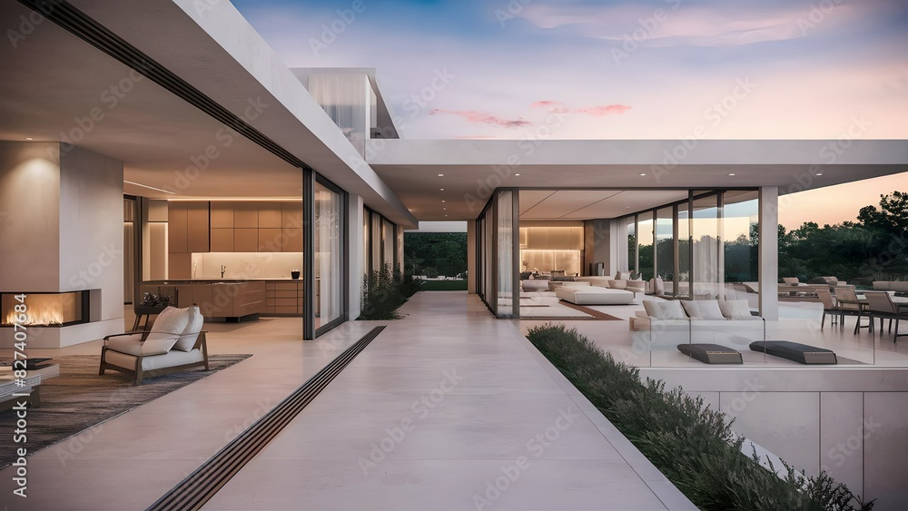 Foto de Design of a modern villa house with open plan living and ...
