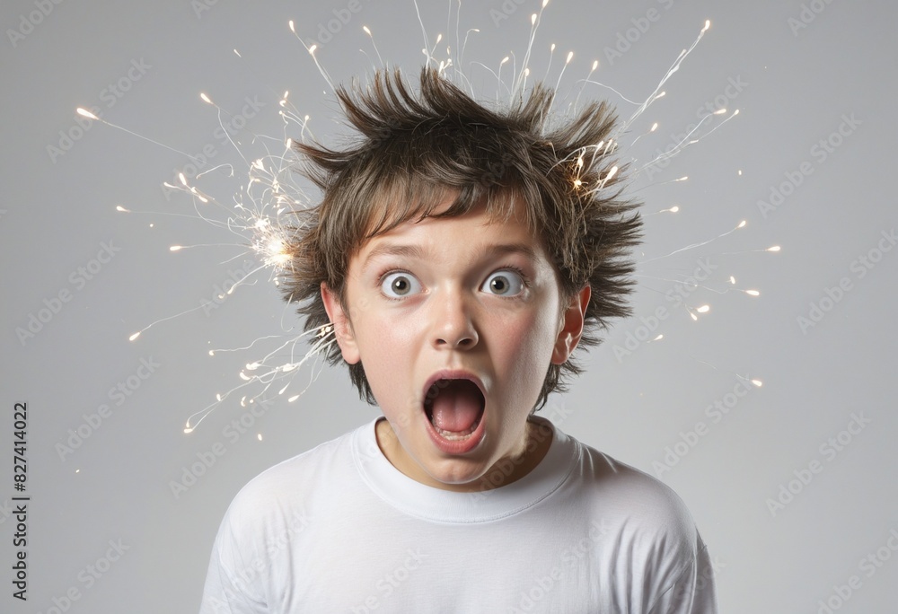 funny picture of overwhelmed boy Stock Photo | Adobe Stock