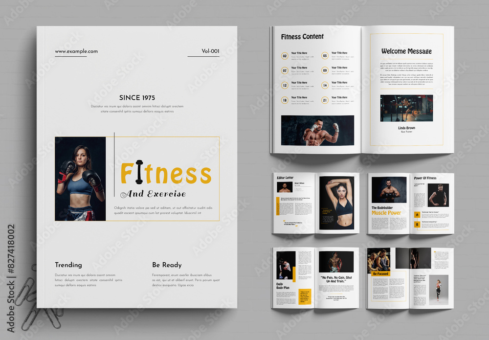 Fitness And Exercise Magazine Stock Template | Adobe Stock
