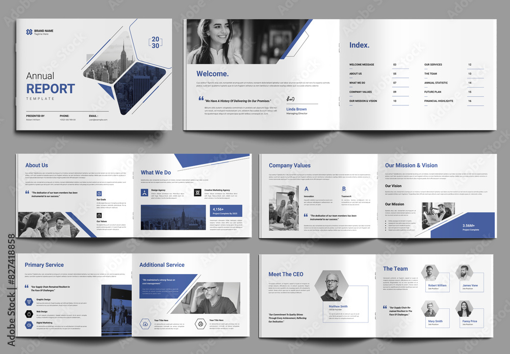Landscape Annual Report Layout Stock Template | Adobe Stock