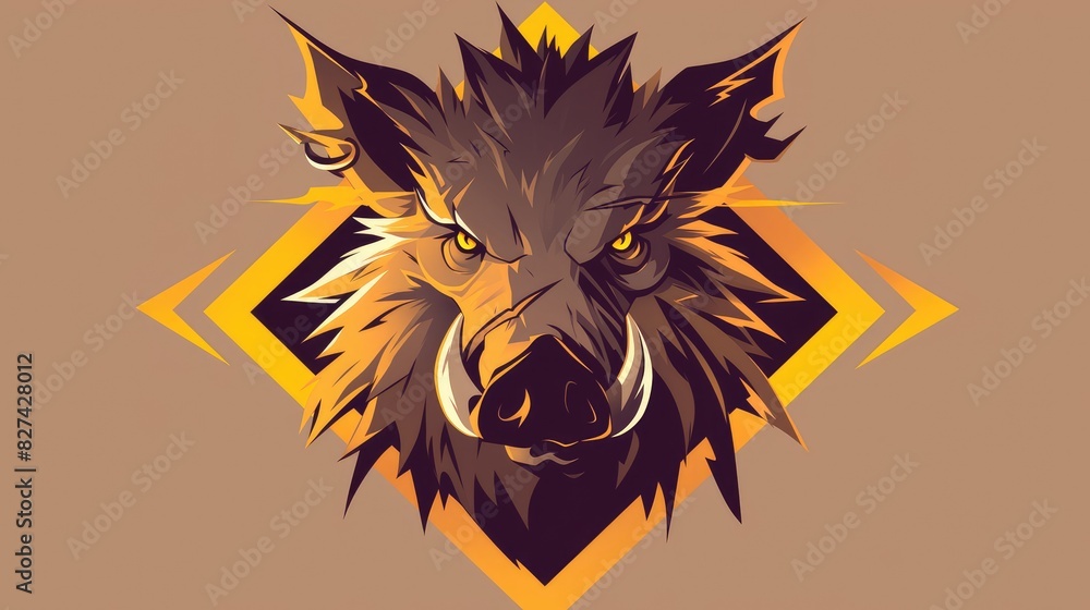 Create a contemporary boar mascot logo featuring a sleek and dynamic ...