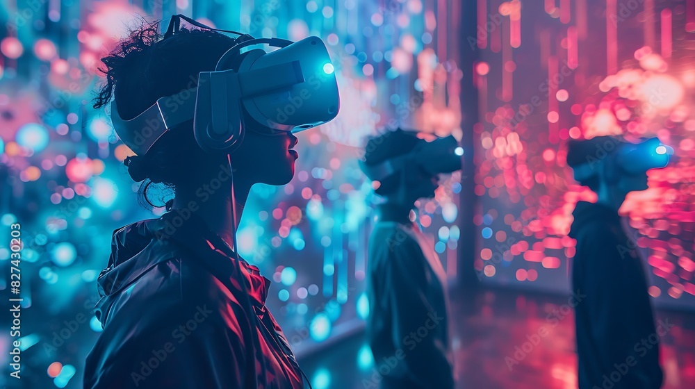 A series of digital avatars interacting in virtual worlds, illustrating ...