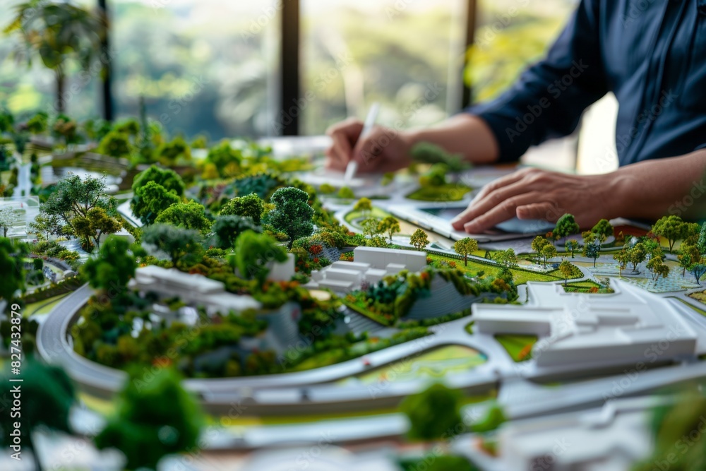 Futuristic Concept: Landscape architect with landscape design software ...