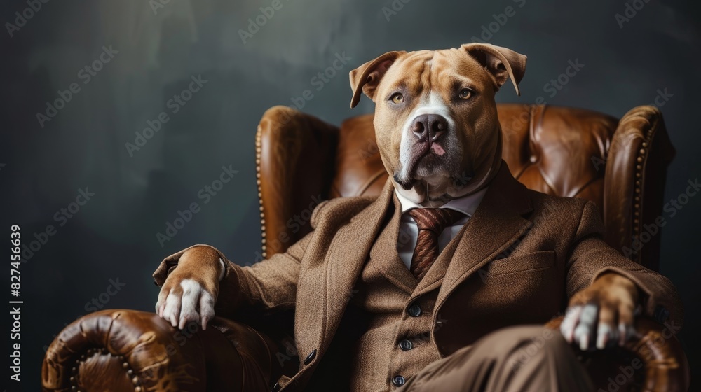 Staffordshire Bull Terrier Donning Gangster Attire Poses as Boss Stock ...