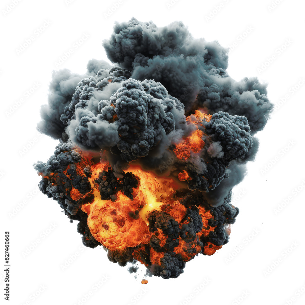 High-resolution image of a dramatic explosion with billowing black ...