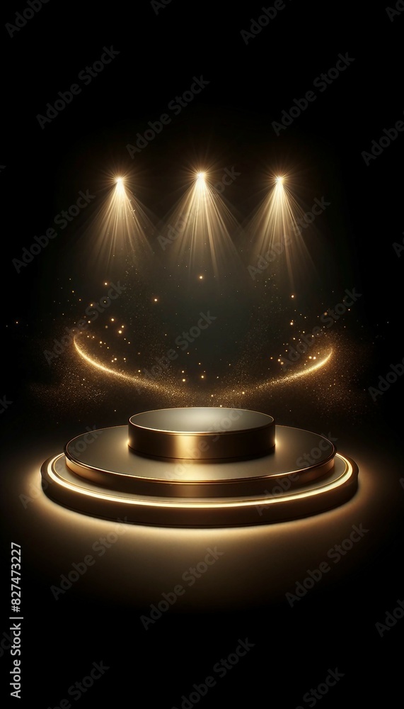 Elegant Golden Stage with Spotlights and Sparkles Stock Photo | Adobe Stock