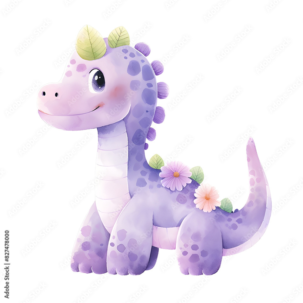 Nursery Pastel Baby Dinosaur Watercolor Clipart, Cute Dino Illustration ...