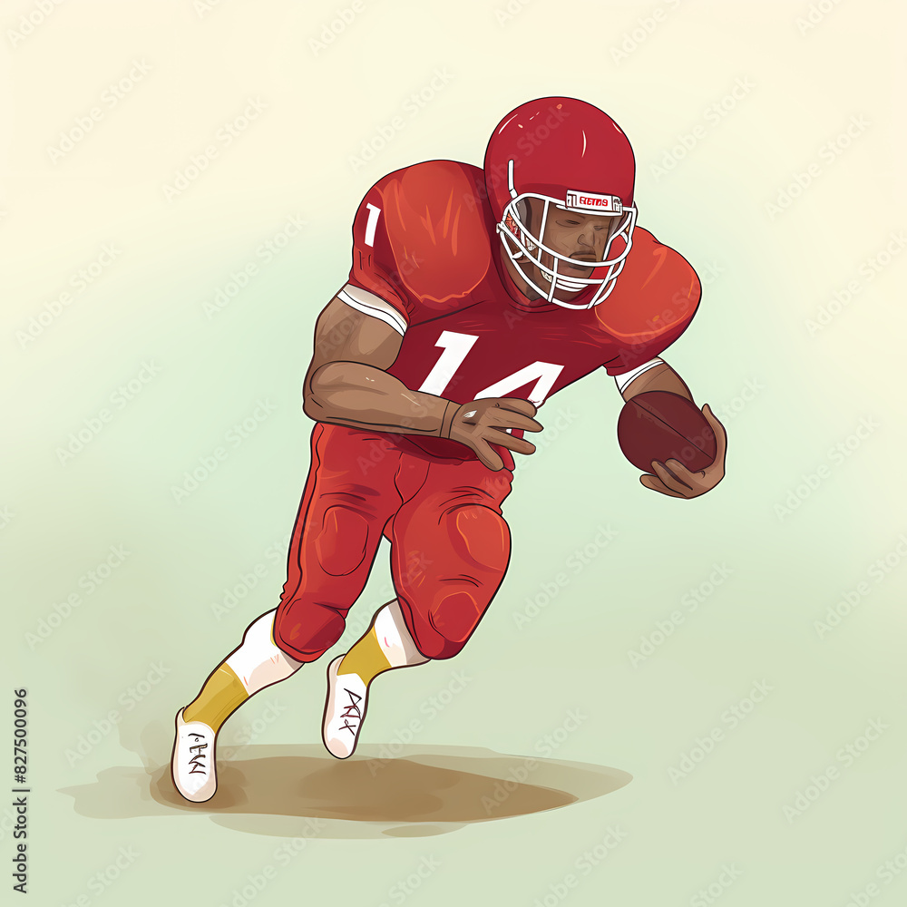 American Football Player with Ball in field,Cartoon quarterback picture ...